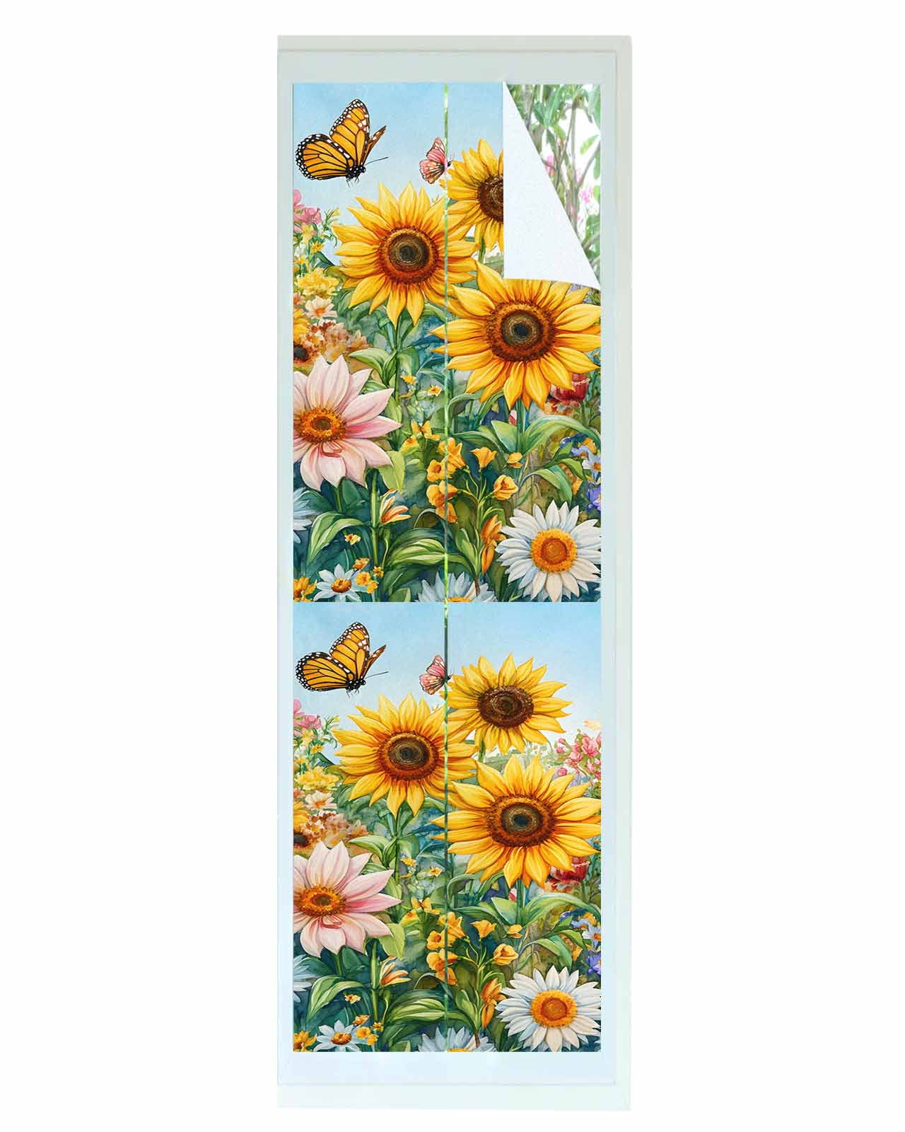 Window Privacy Film Spring Yellow Sunflower Stained Glass Window Film ...