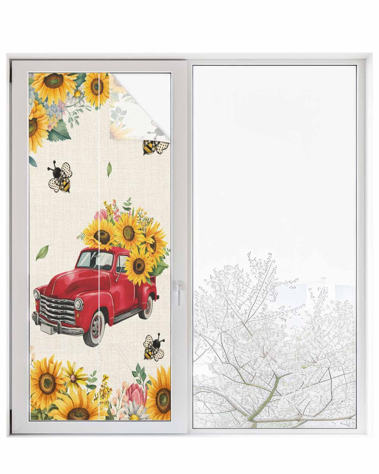 Window Privacy Film Spring Yellow Sunflowers Stained Glass Window Film ...