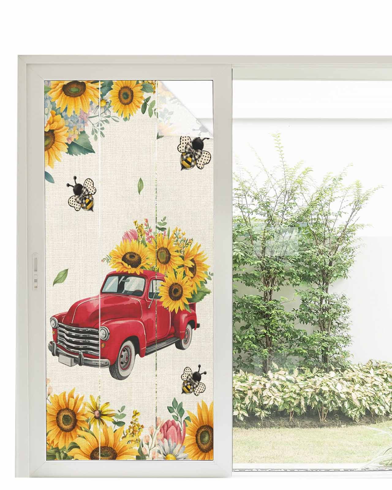 Window Privacy Film Spring Yellow Sunflowers Stained Glass Window Film ...