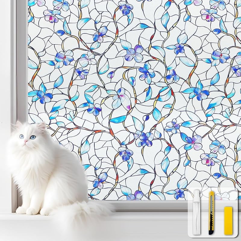 Window Privacy Film Stained Glass Decorative Static Clings Rainbow ...