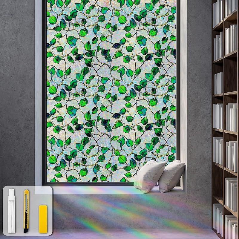 Window Privacy Film Stained Glass Decorative Static Clings Rainbow ...