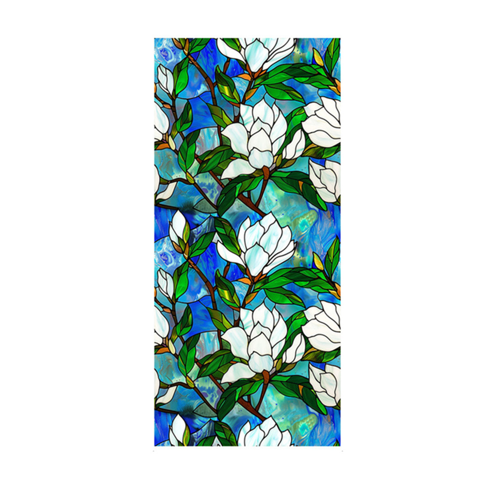 Window Privacy Film, Stained Glass Window Film, Floral Style Adhesive ...
