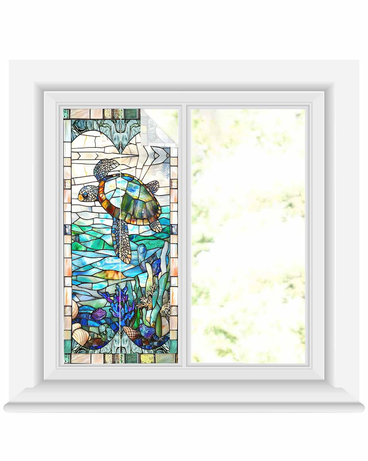 Window Privacy Film Stained Glass Sea Turtle Stained Glass Window Film ...