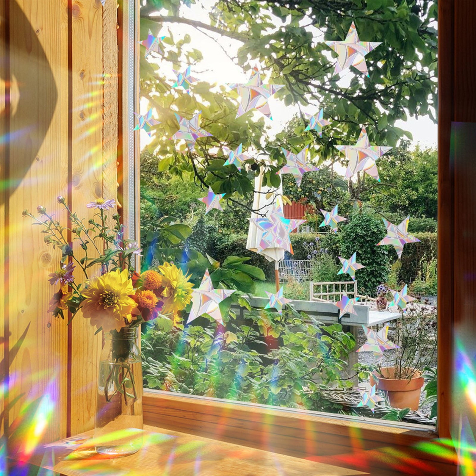 Window Privacy Film Stained Glass Window Clings 3D Rainbow Film for ...
