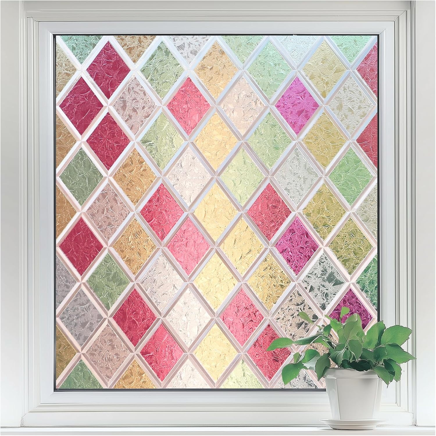 Window Privacy Film, Stained Glass Window Film Decorative, Frosted Glass Privacy Covering Vinyl ...