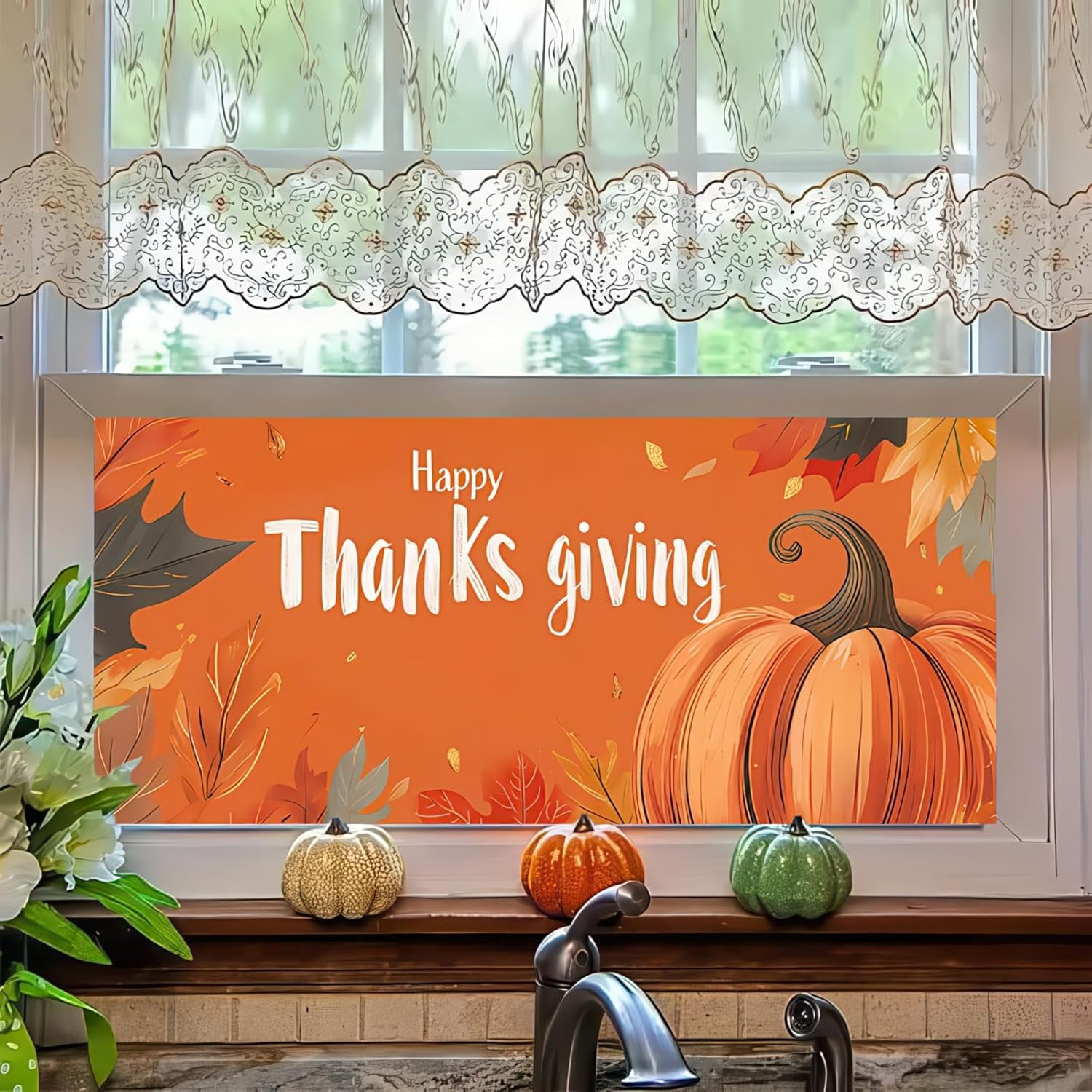 Window Privacy Film Stained Glass Window Film Fall Pumpkin Glass ...