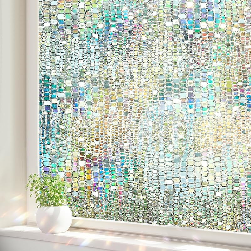 Window Privacy Film, Stained Glass Window Films 3D Rainbow Decorative ...