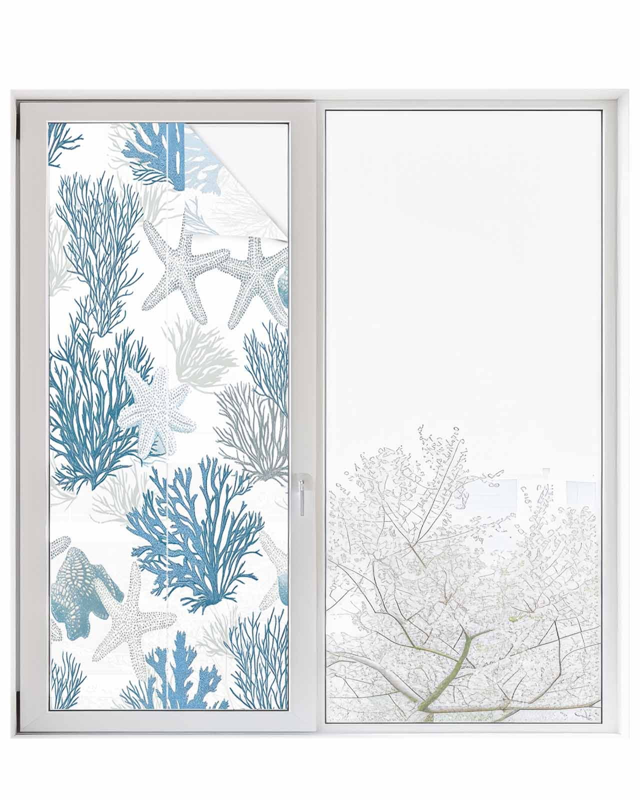 Window Privacy Film Starfish Coastal Stained Glass Window Film ...