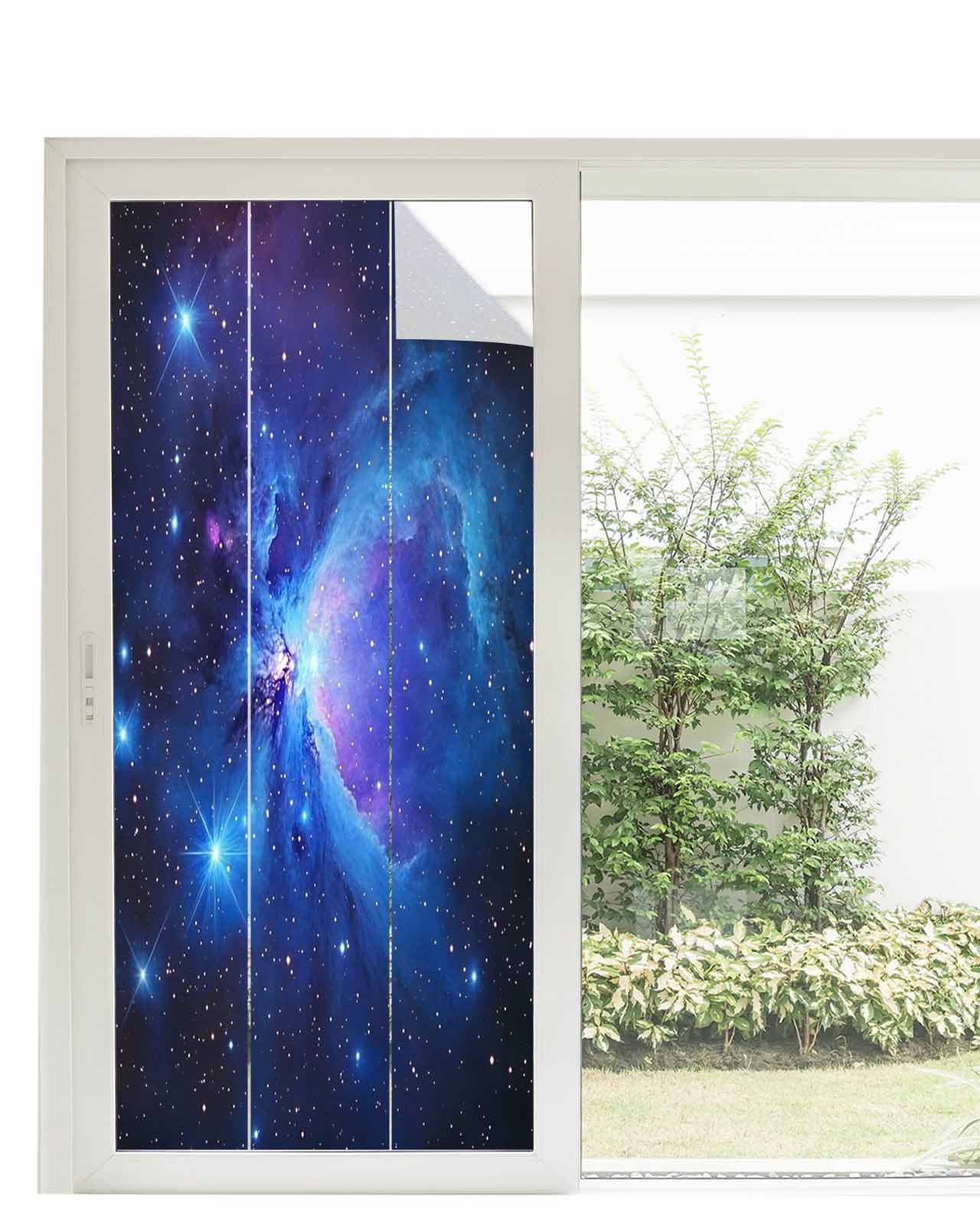 Window Privacy Film Starry Sky Stained Glass Window Film Decorative Sun ...