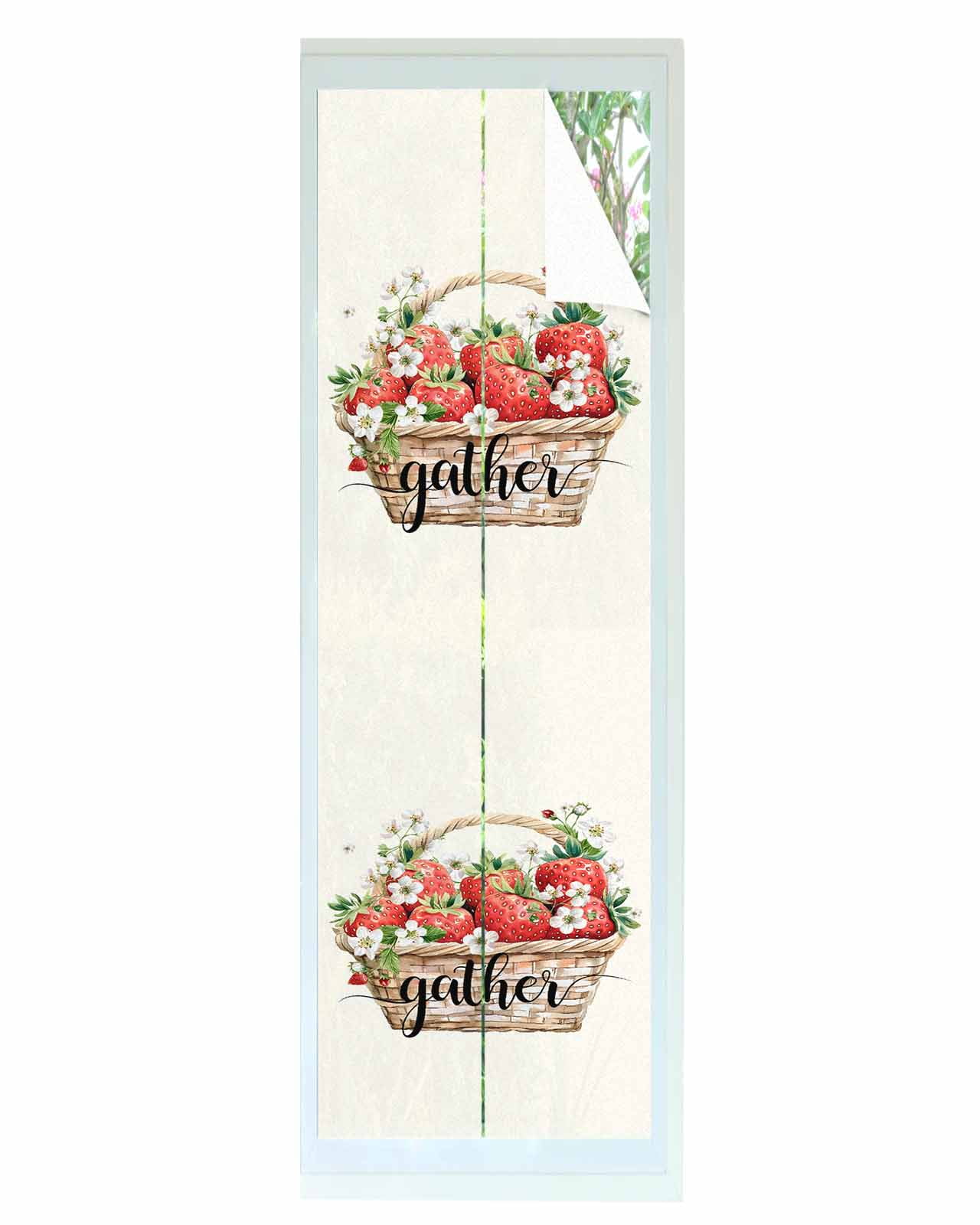 Window Privacy Film Strawberry Stained Glass Window Film Decorative Sun ...