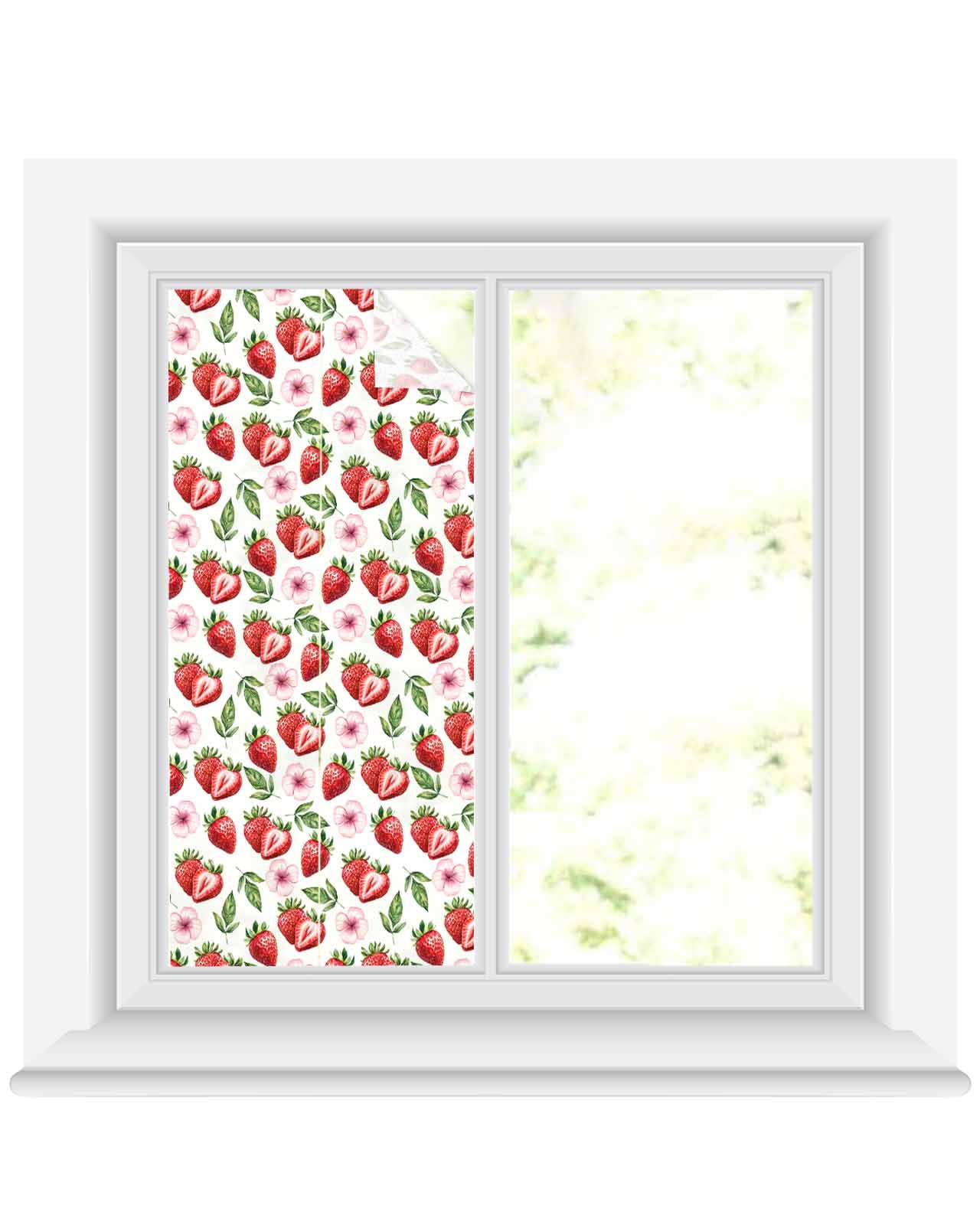 Window Privacy Film Strawberry Stained Glass Window Film Decorative Sun ...