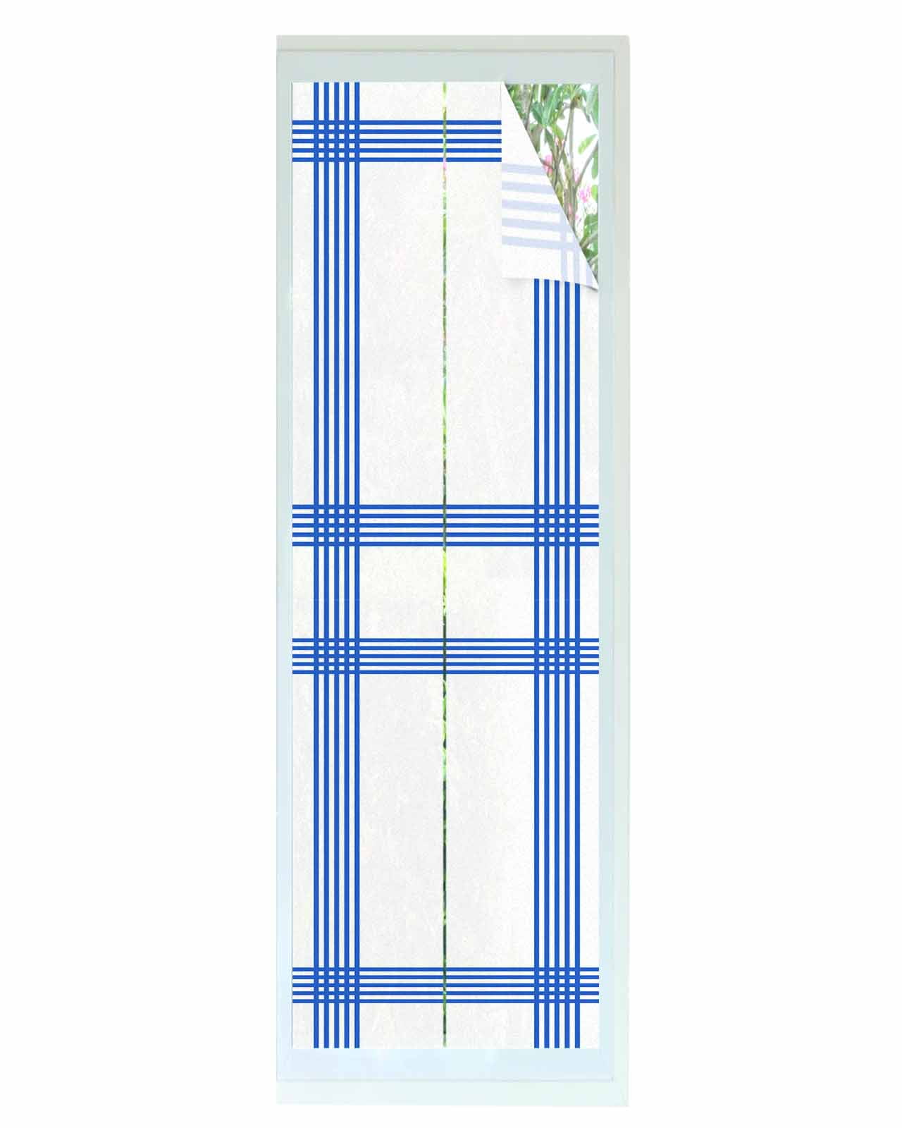 Window Privacy Film Striped Navy Stained Glass Window Film Decorative ...