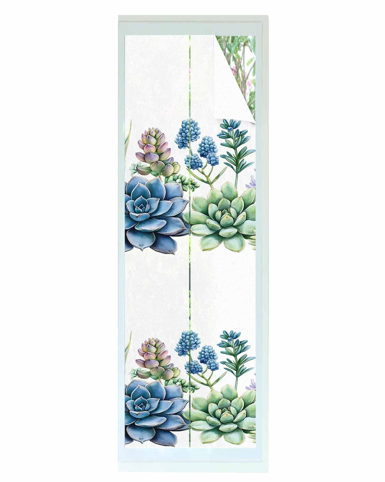 Window Privacy Film Succulent Stained Glass Window Film Decorative Sun ...
