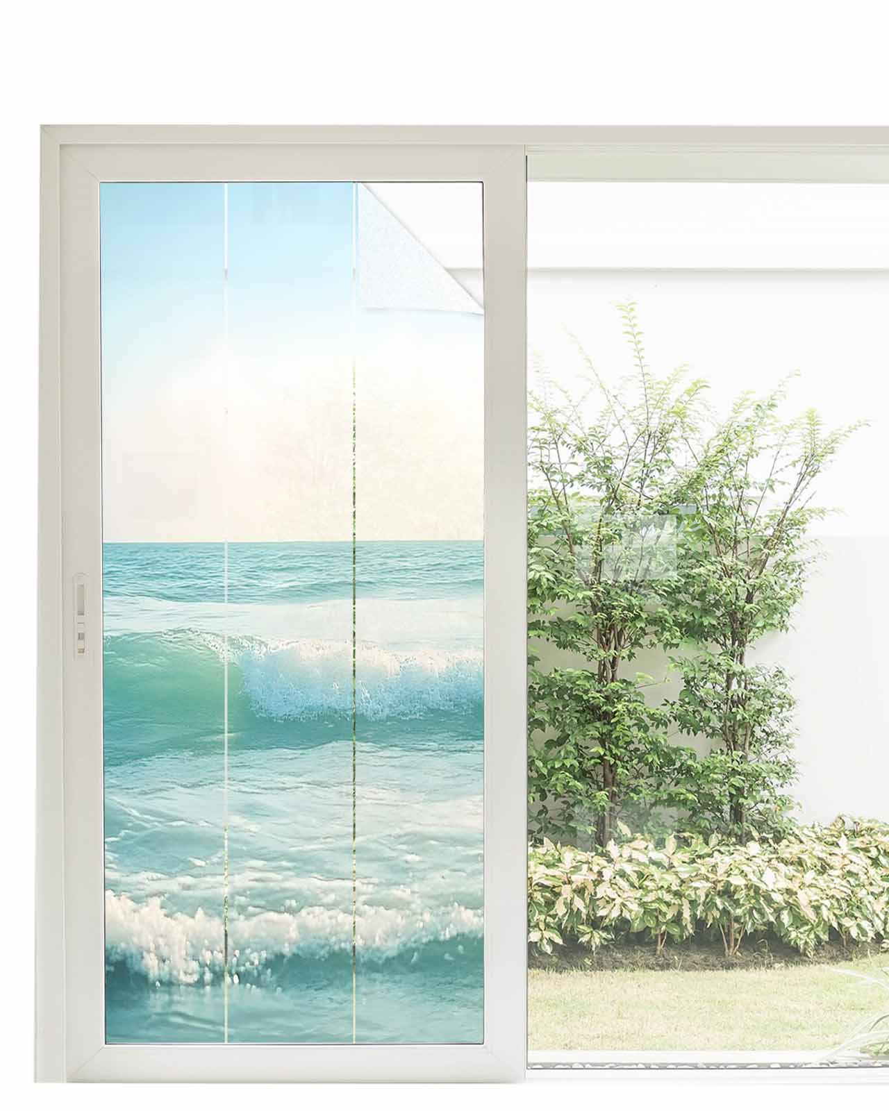 Window Privacy Film Summer Beach Stained Glass Window Film Decorative ...