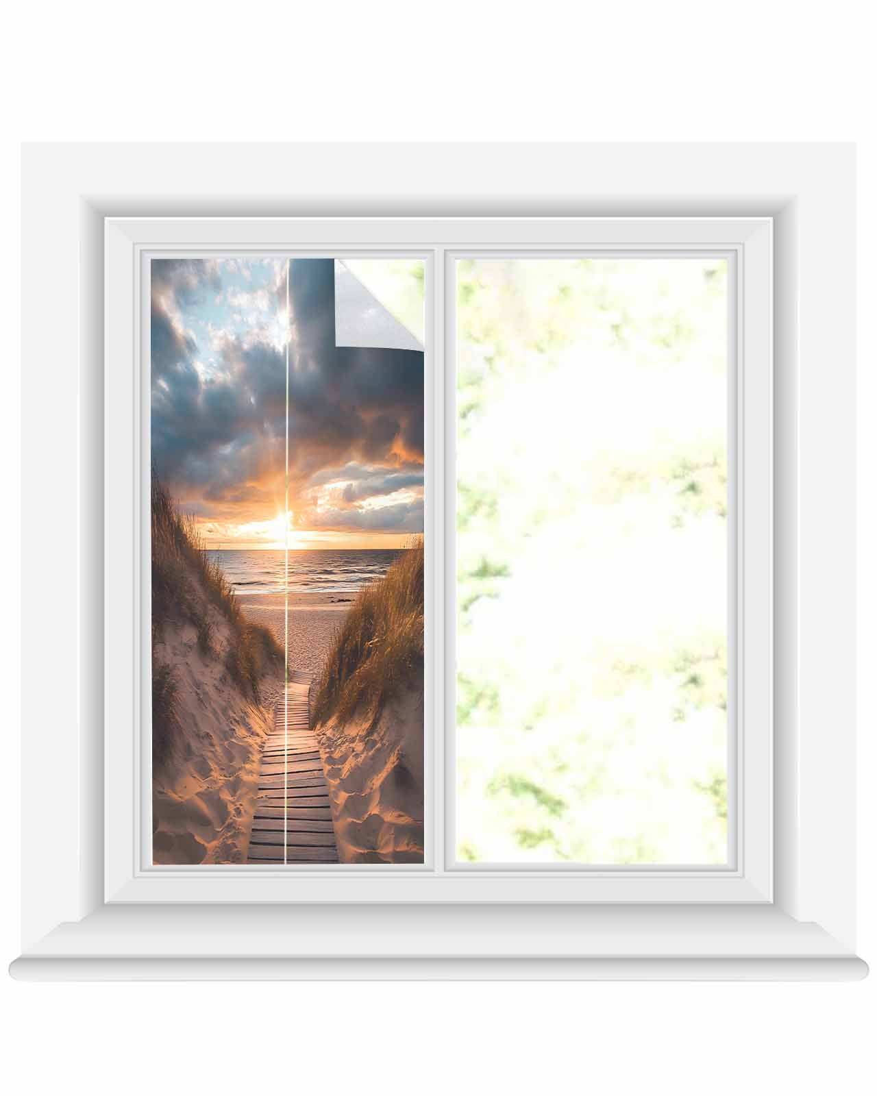 Window Privacy Film Summer Beach Stained Glass Window Film Decorative ...