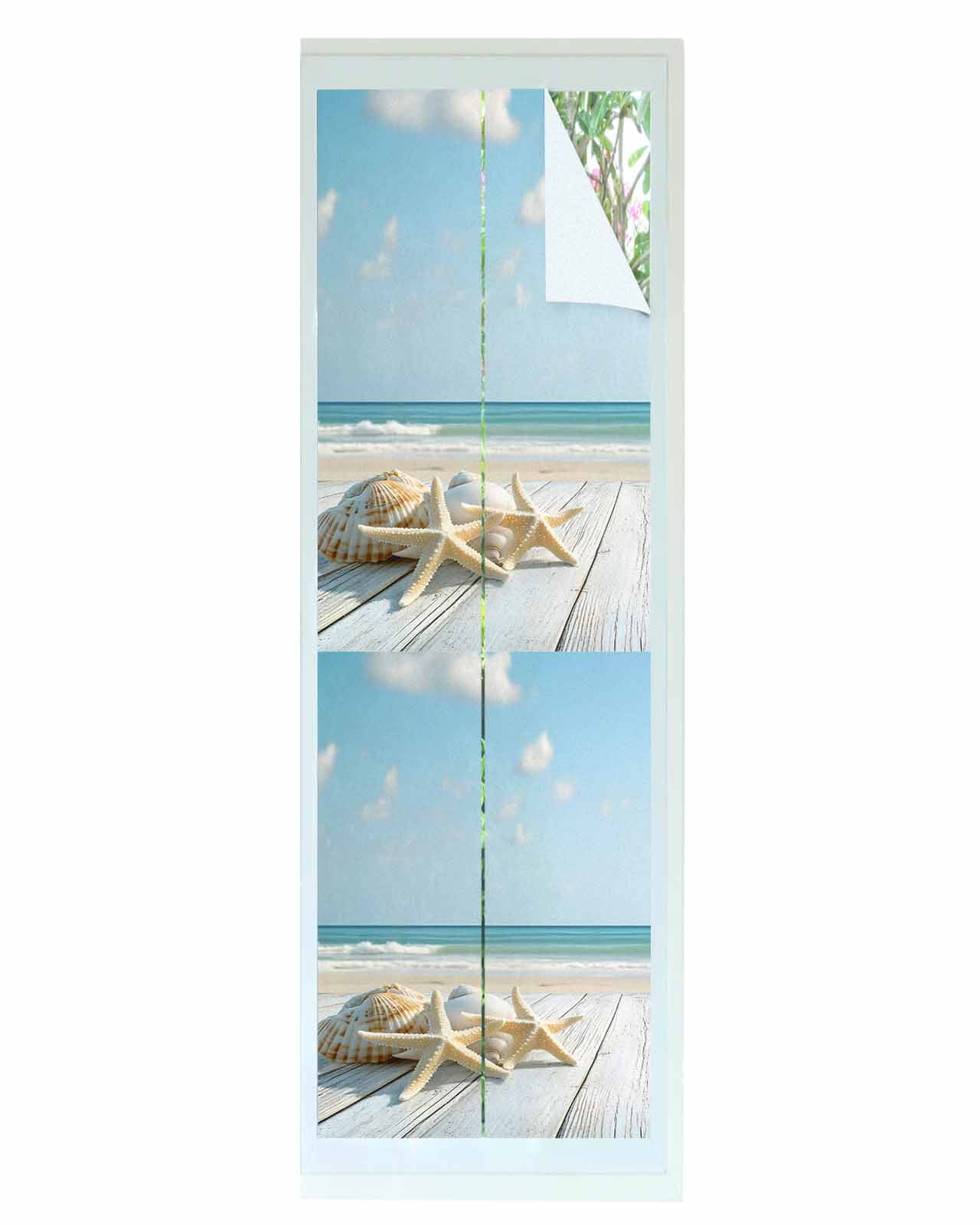Window Privacy Film Summer Beach Stained Glass Window Film Decorative ...