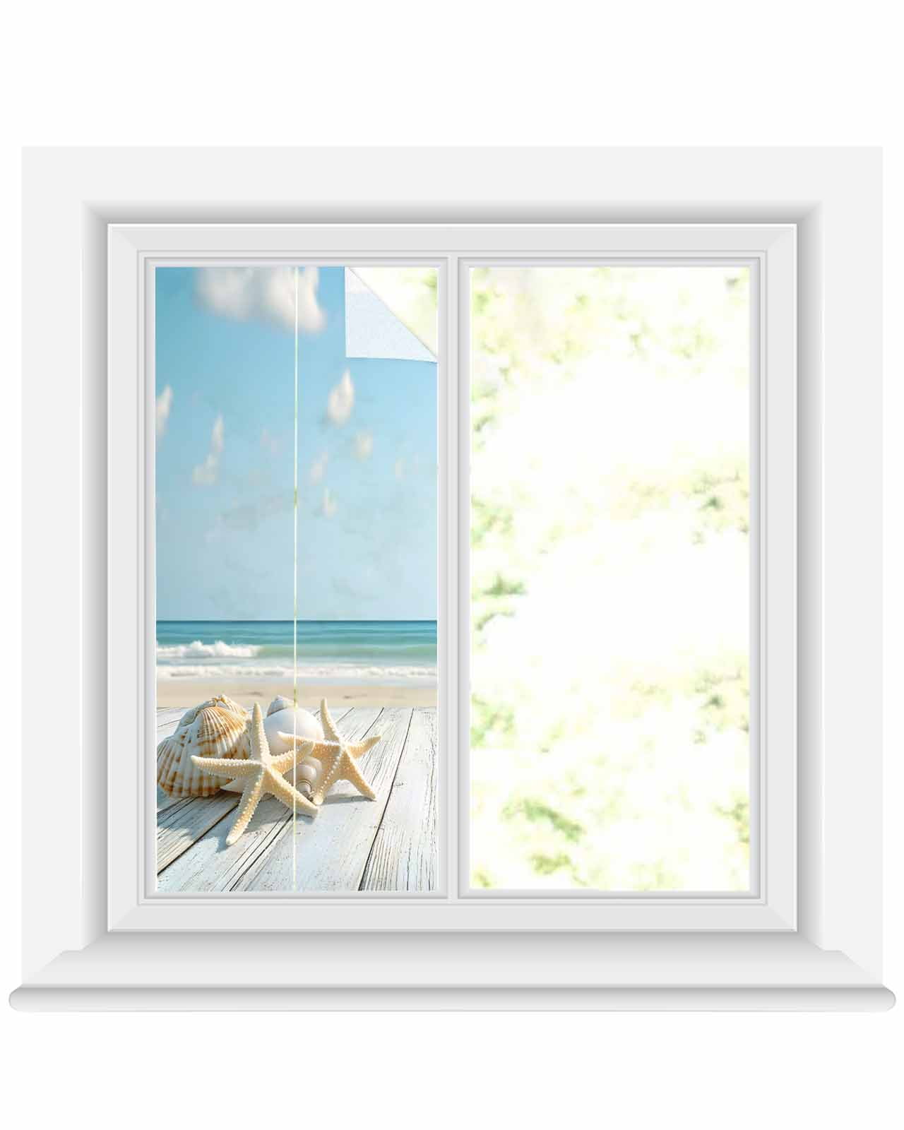 Window Privacy Film Summer Beach Stained Glass Window Film Decorative ...