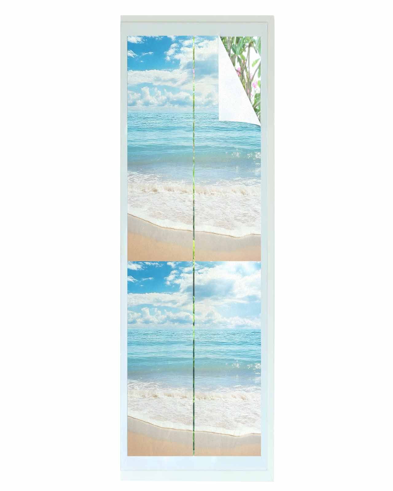 Window Privacy Film Summer Beach Stained Glass Window Film Decorative ...