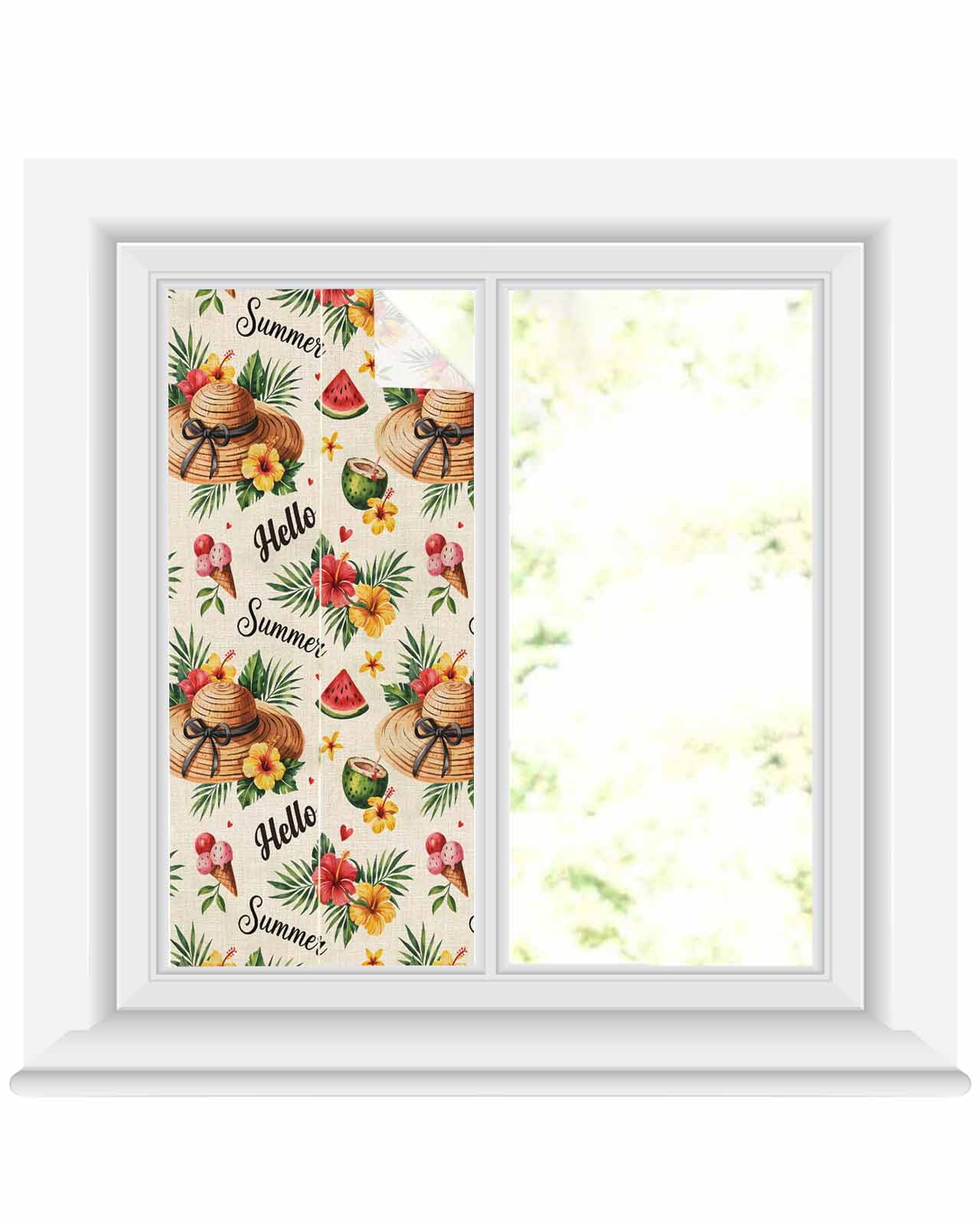 Window Privacy Film Summer Beach Stained Glass Window Film Decorative ...