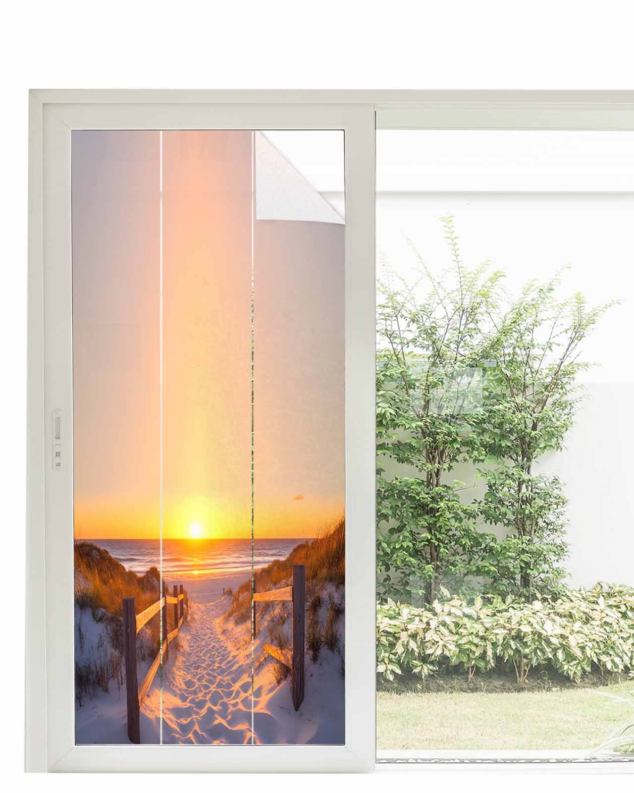 Window Privacy Film Summer Beach Stained Glass Window Film Decorative ...