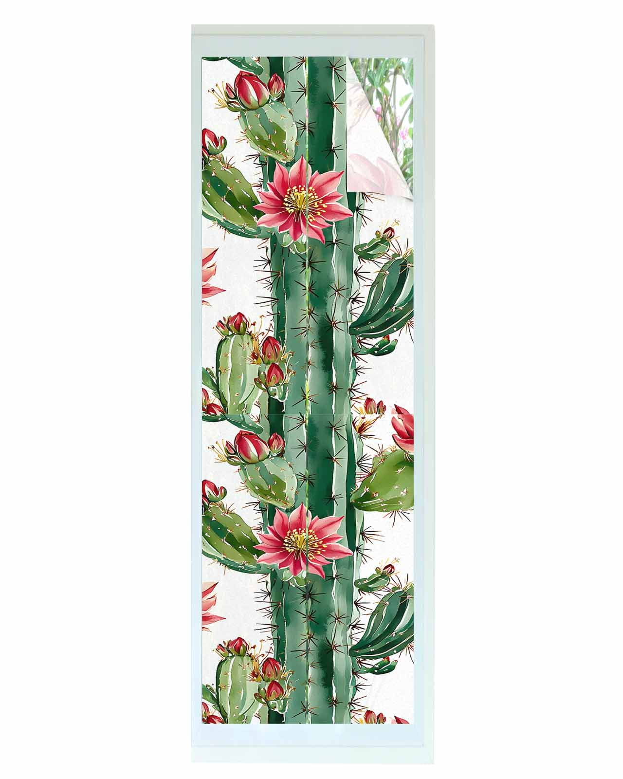 Window Privacy Film Summer Cactus Floral Stained Glass Window Film ...