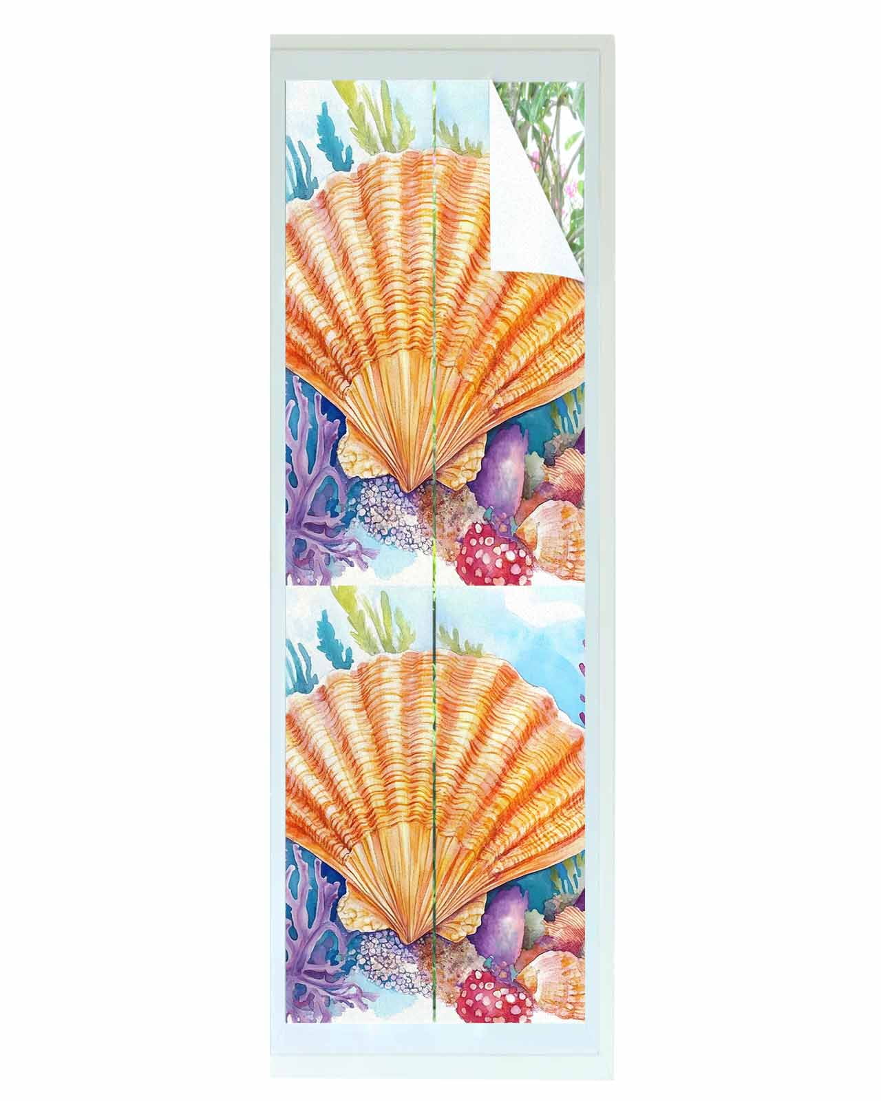 Window Privacy Film Summer Coastal Stained Glass Window Film Decorative ...