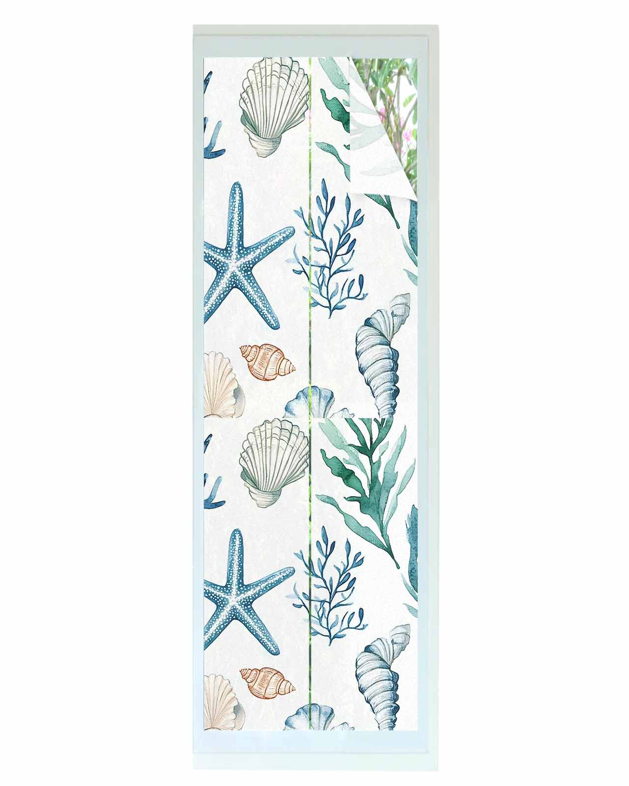 Window Privacy Film Summer Coastal Stained Glass Window Film Decorative ...