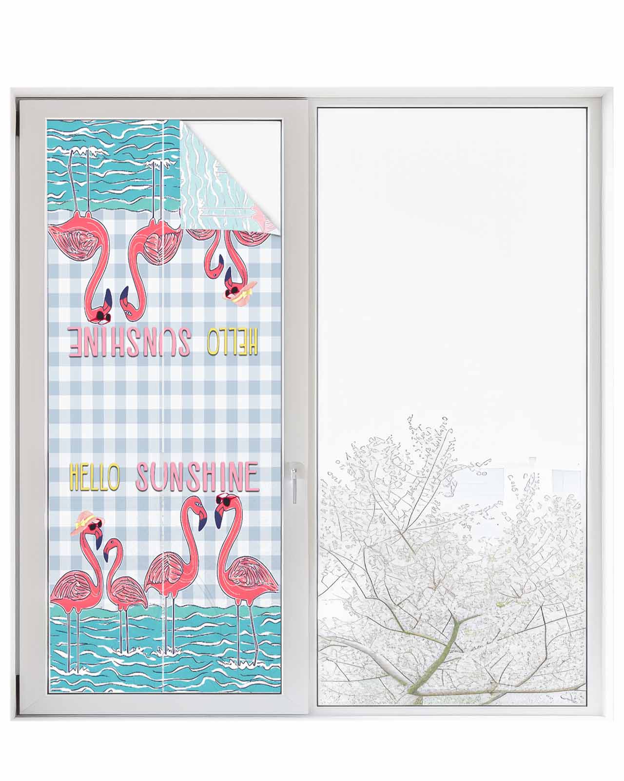 Window Privacy Film Summer Cute Flamingo Stained Glass Window Film ...