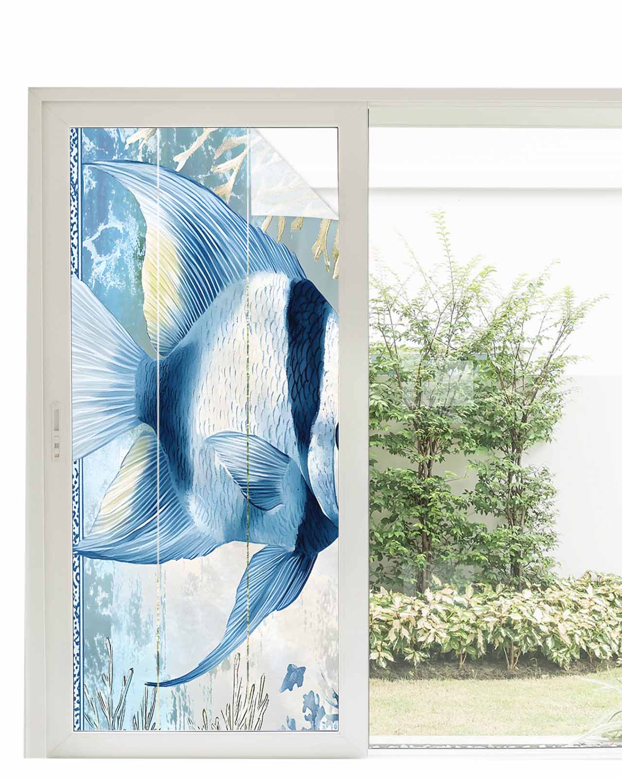Window Privacy Film Summer Fish Stained Glass Window Film Decorative ...