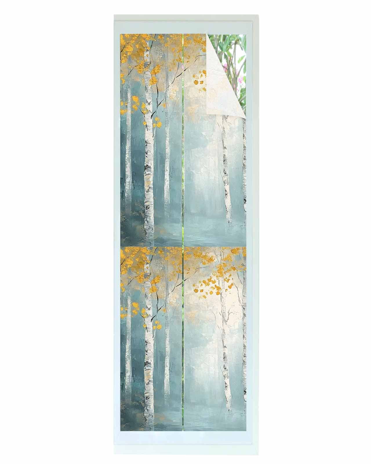 Window Privacy Film Summer Forest Stained Glass Window Film Decorative ...