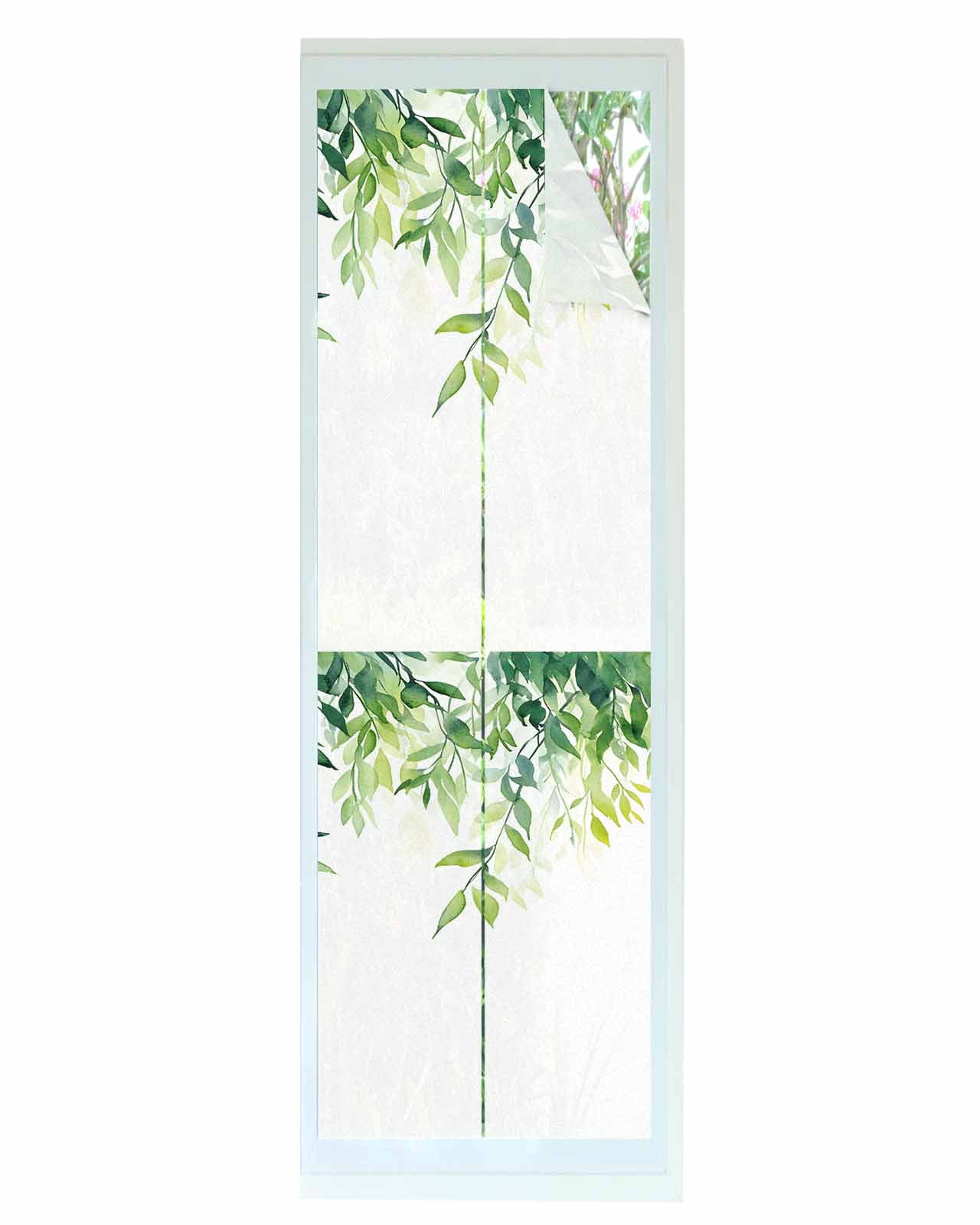 Window Privacy Film Summer Green Leaf Stained Glass Window Film ...