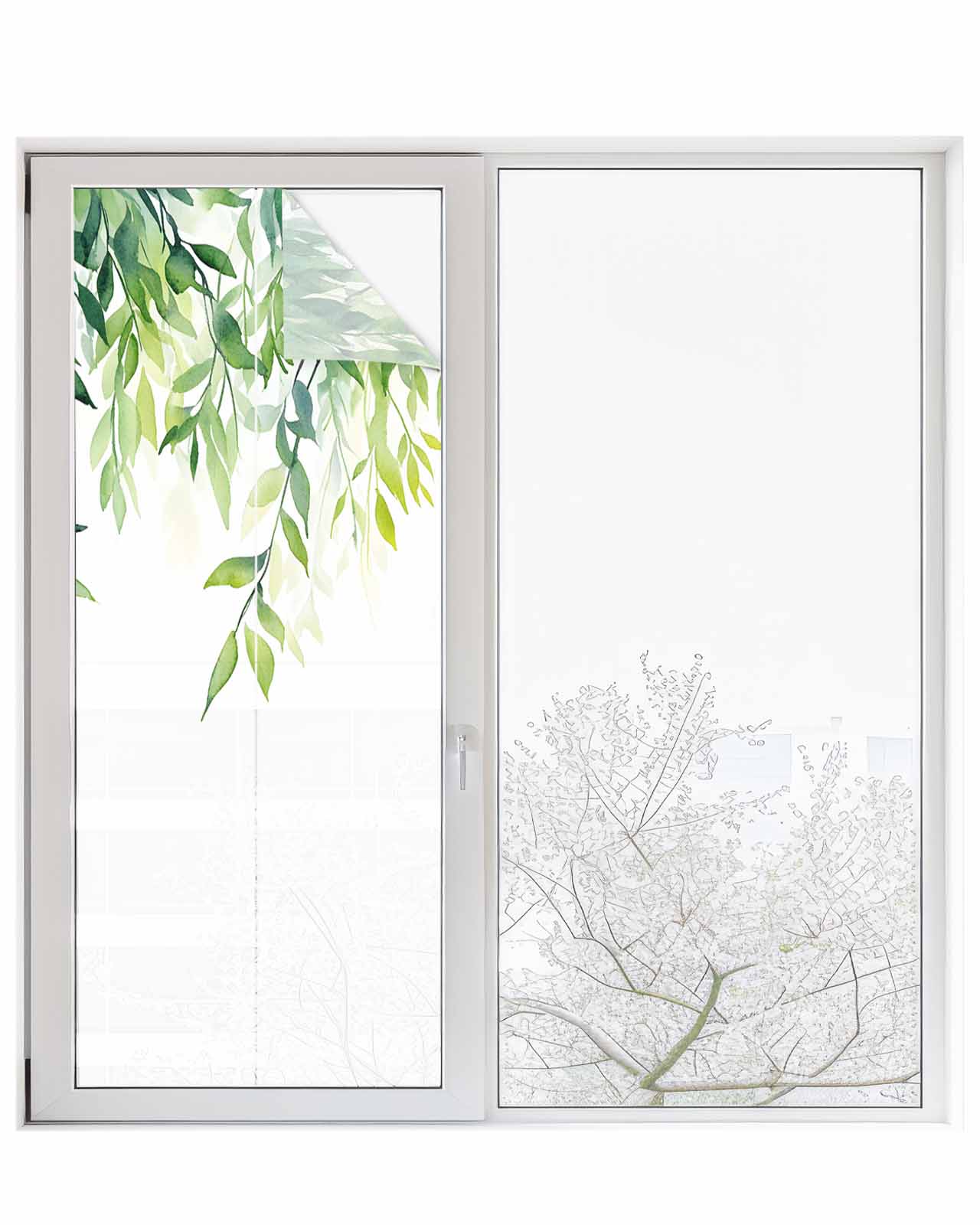 Window Privacy Film Summer Green Leaf Stained Glass Window Film ...