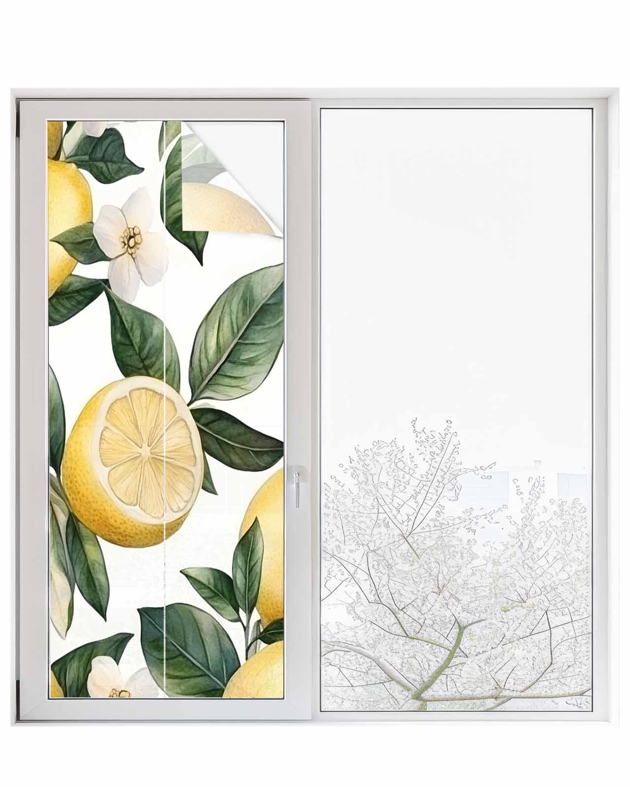 Window Privacy Film Summer Lemon Stained Glass Window Film Decorative ...