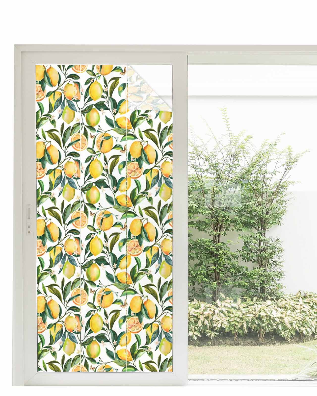 Window Privacy Film Summer Lemon Stained Glass Window Film Decorative ...