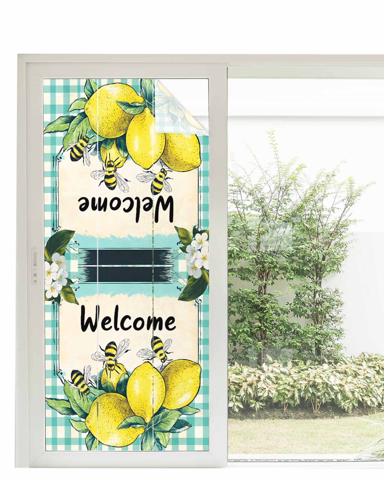 Window Privacy Film Summer Lemon Stained Glass Window Film Decorative ...