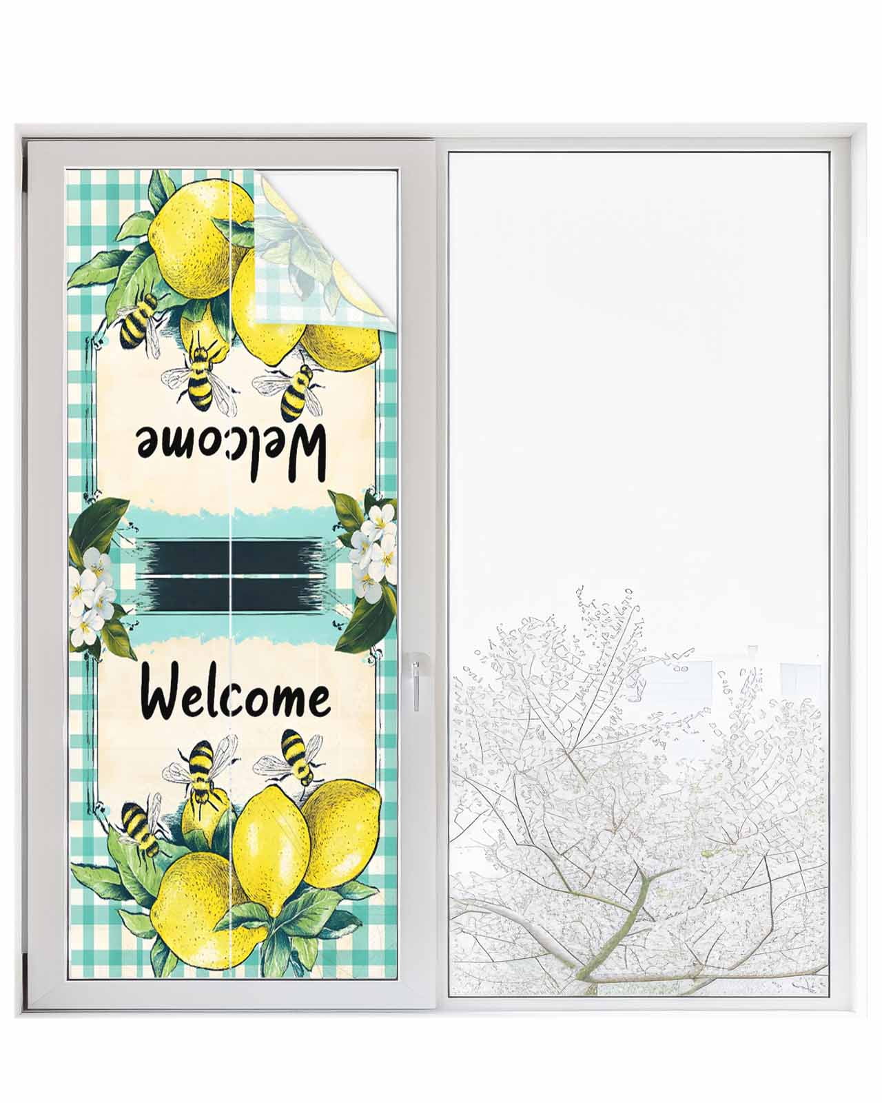 Window Privacy Film Summer Lemon Stained Glass Window Film Decorative ...