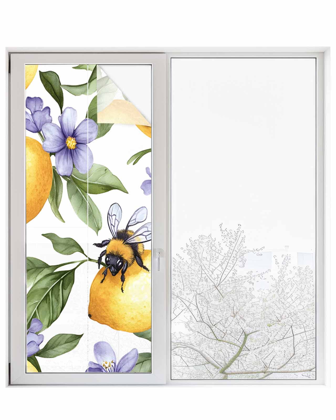 Window Privacy Film Summer Lemon Stained Glass Window Film Decorative ...