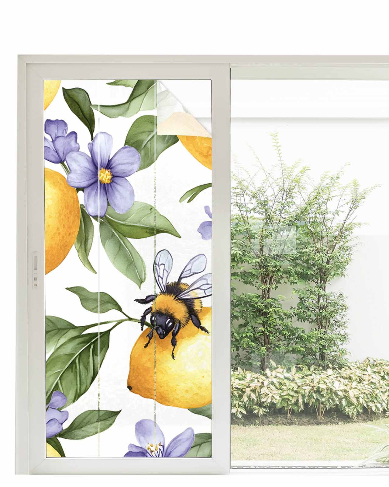 Window Privacy Film Summer Lemon Stained Glass Window Film Decorative ...