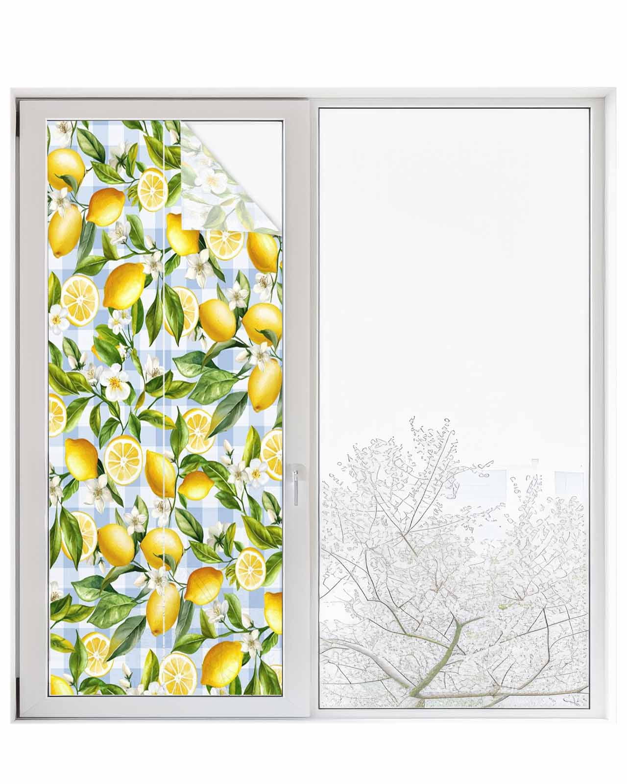 Window Privacy Film Summer Lemon Stained Glass Window Film Decorative ...