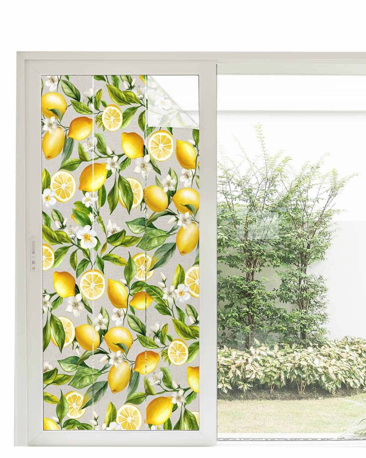 Window Privacy Film Summer Lemon Stained Glass Window Film Decorative ...