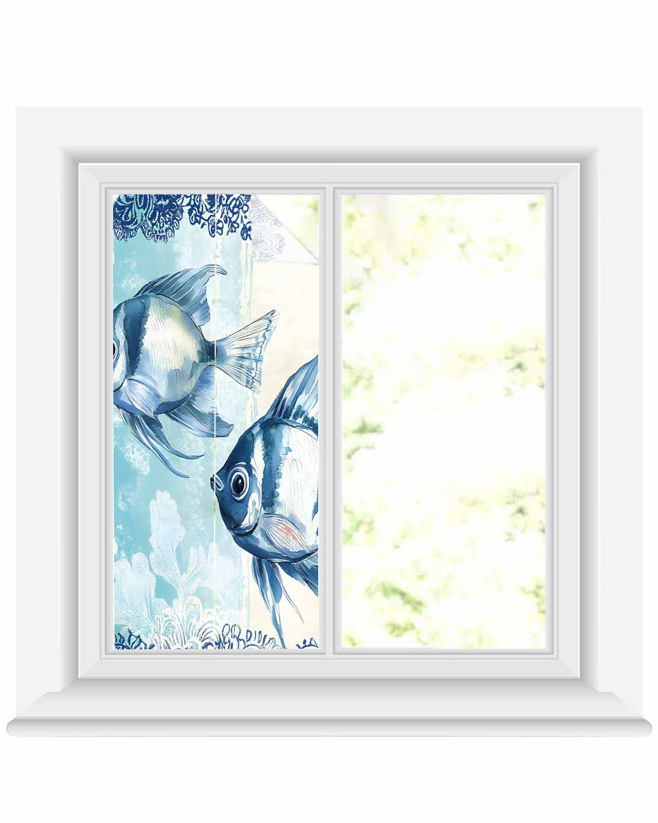 Window Privacy Film Summer Ocean Blue Stained Glass Window Film ...