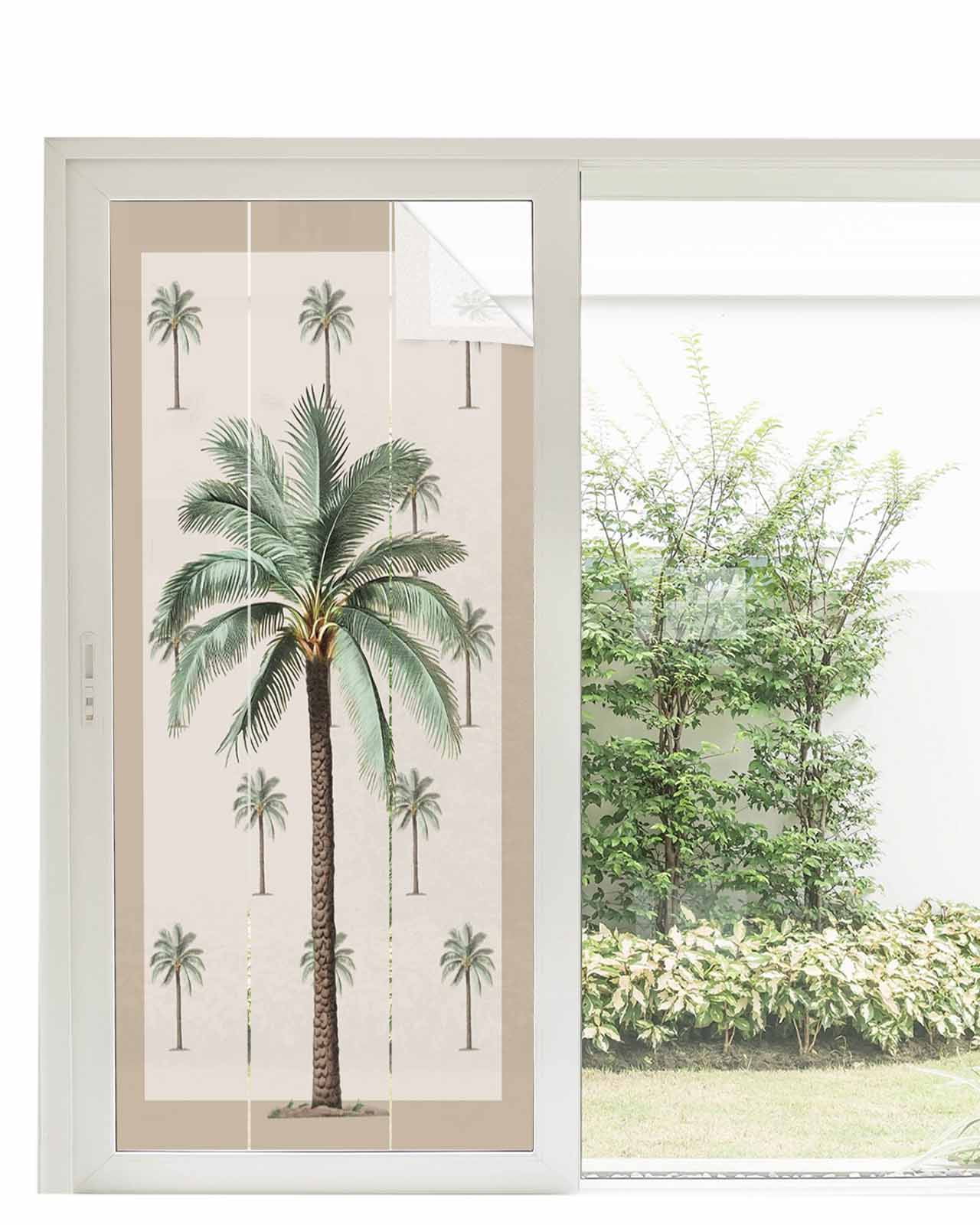 Window Privacy Film Summer Palm Tree Stained Glass Window Film ...