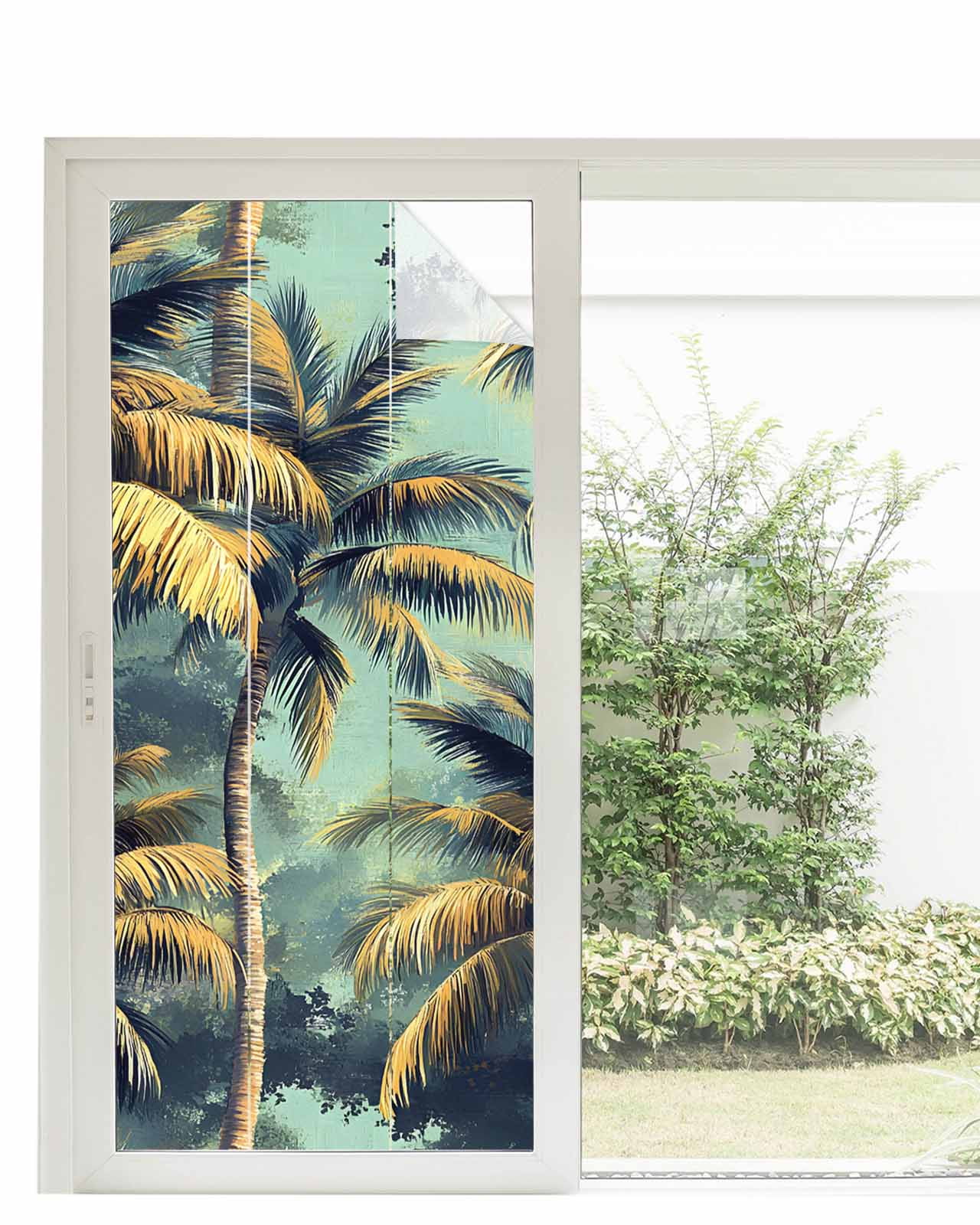 Window Privacy Film Summer Palm Tree Stained Glass Window Film ...