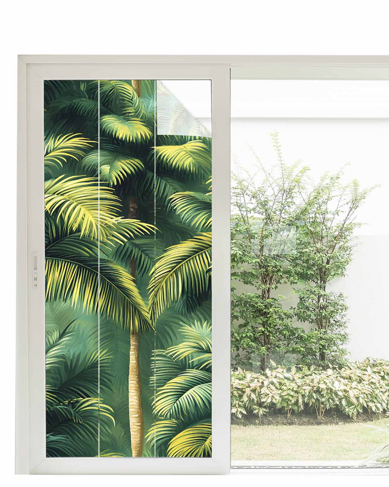 Window Privacy Film Summer Palm Tree Stained Glass Window Film ...