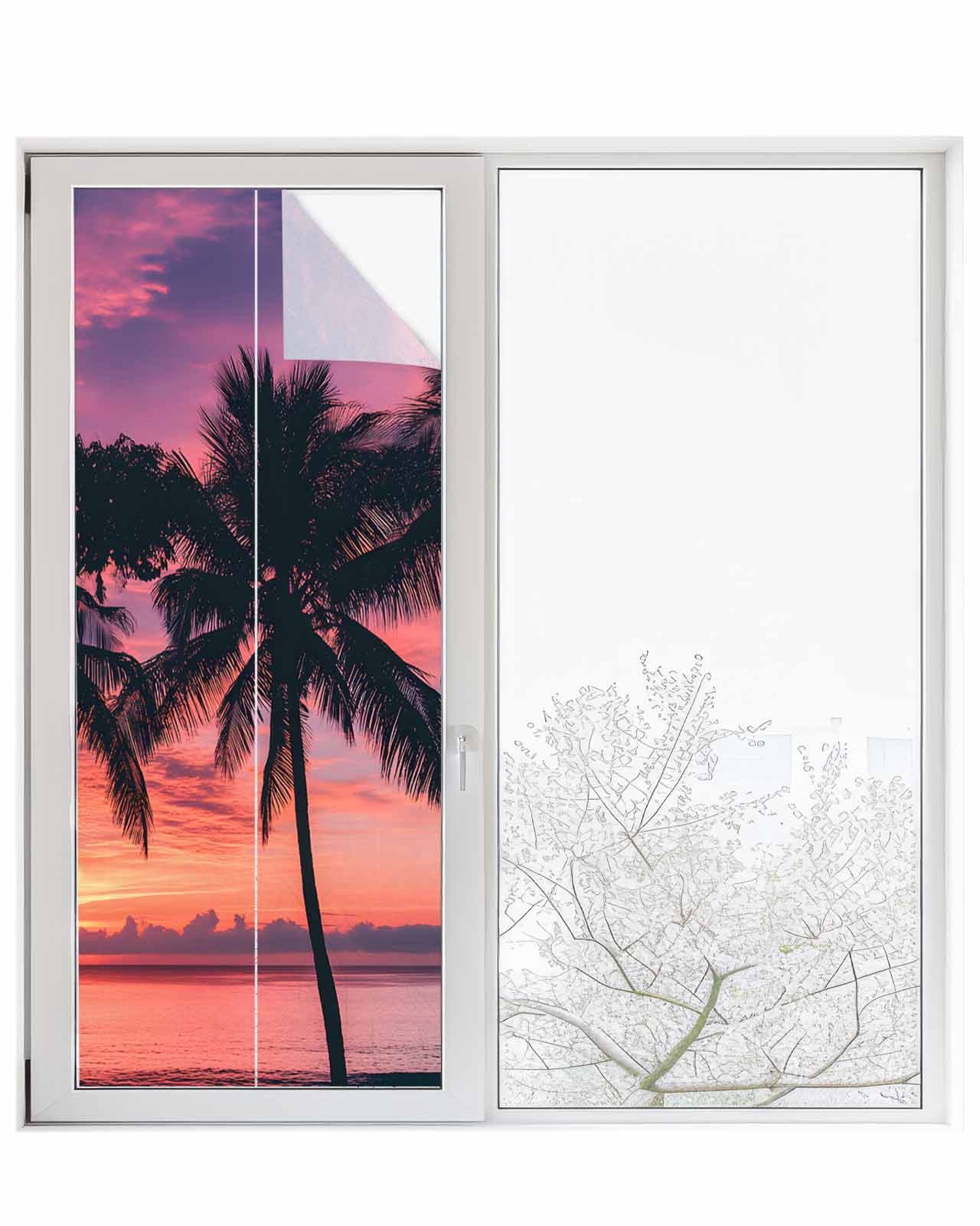Window Privacy Film Summer Palm Tree Stained Glass Window Film ...