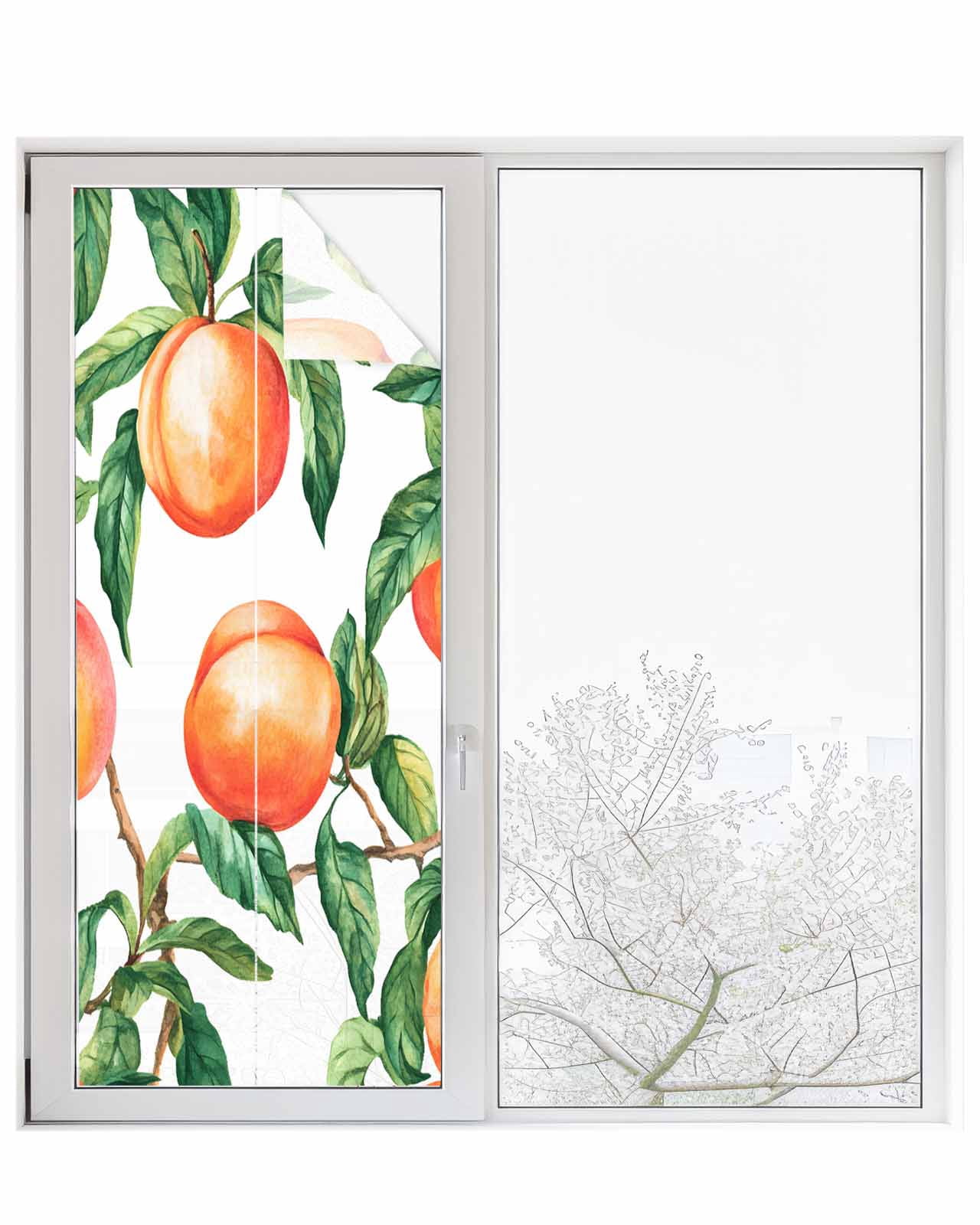 Window Privacy Film Summer Peach Stained Glass Window Film Decorative ...