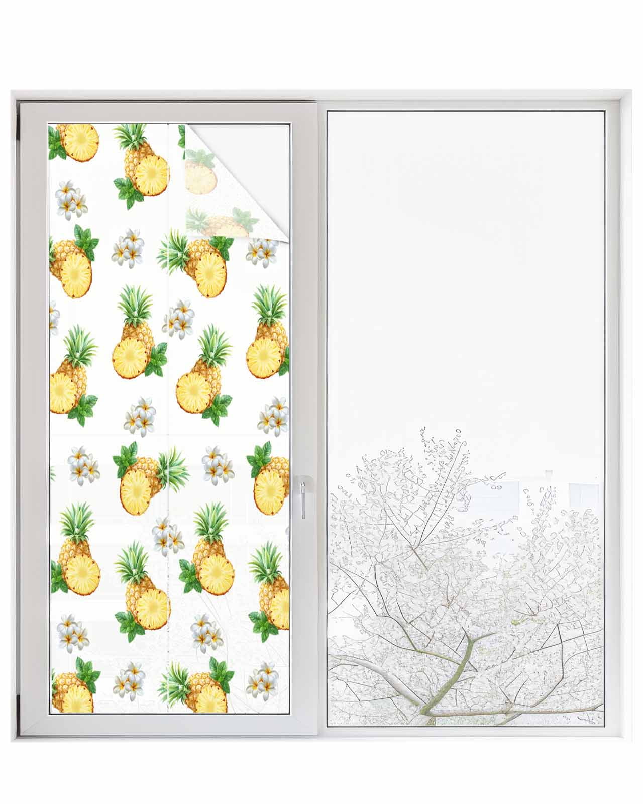 Window Privacy Film Summer Pineapple Stained Glass Window Film ...