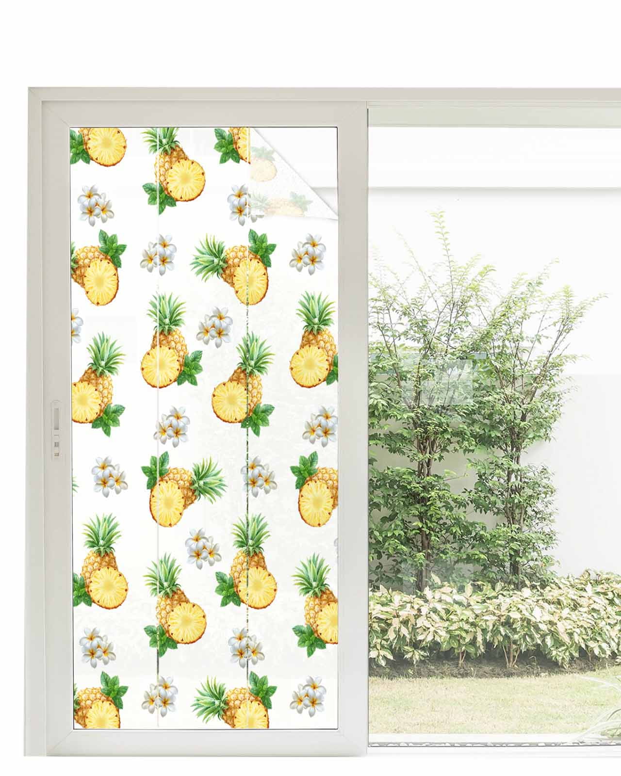 Window Privacy Film Summer Pineapple Stained Glass Window Film ...