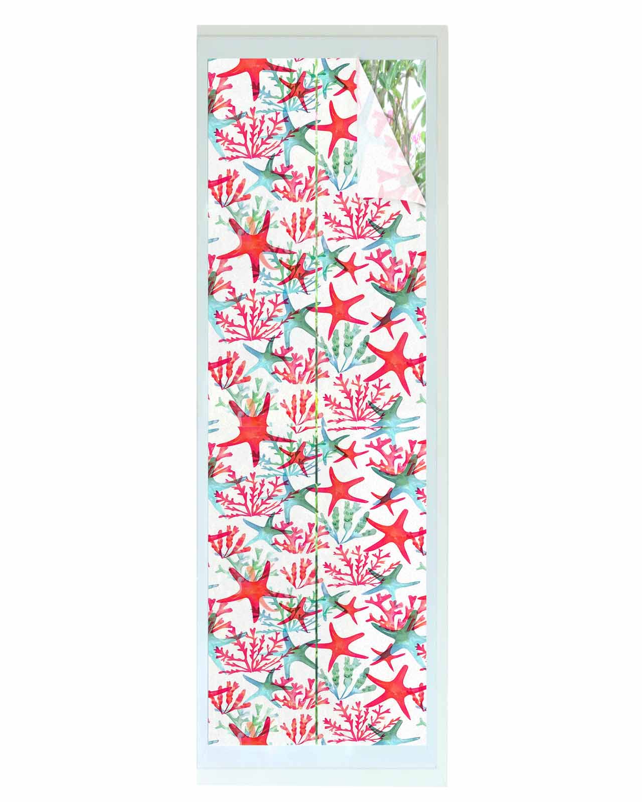 Window Privacy Film Summer Red Starfish Stained Glass Window Film ...