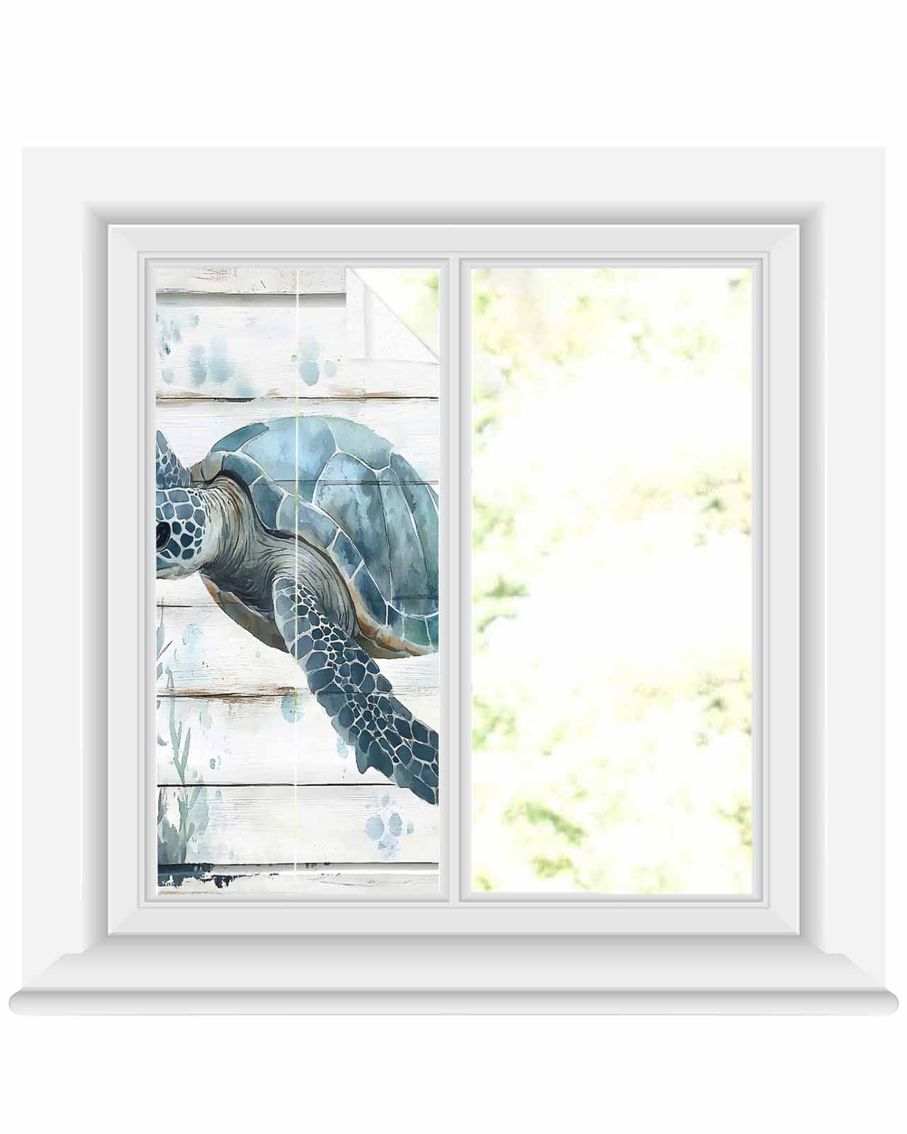 Window Privacy Film Summer Sea Turtle Stained Glass Window Film ...